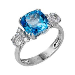 Кольцо «Океан в миниатюре» Топаз 3,75 карат Золото 585 белое - купить с ...